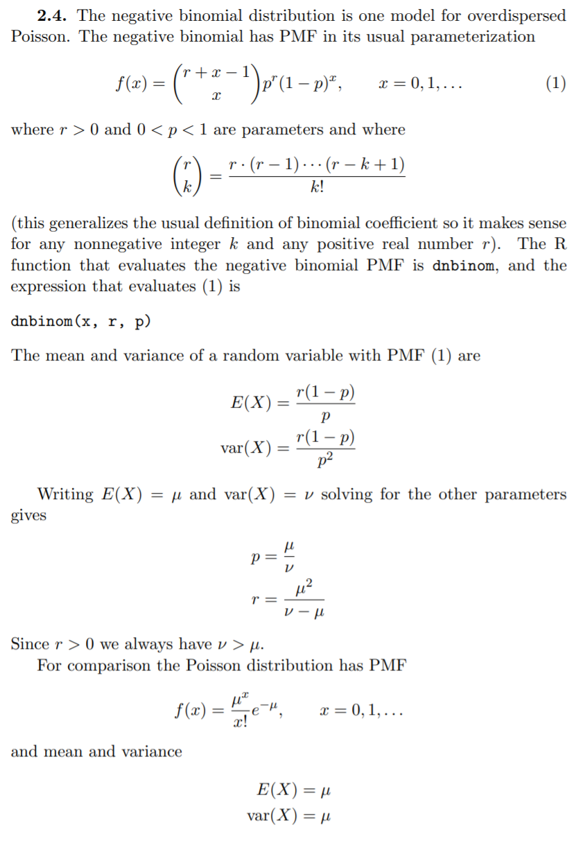 2 4 The Negative Binomial Distribution Is One Model Chegg