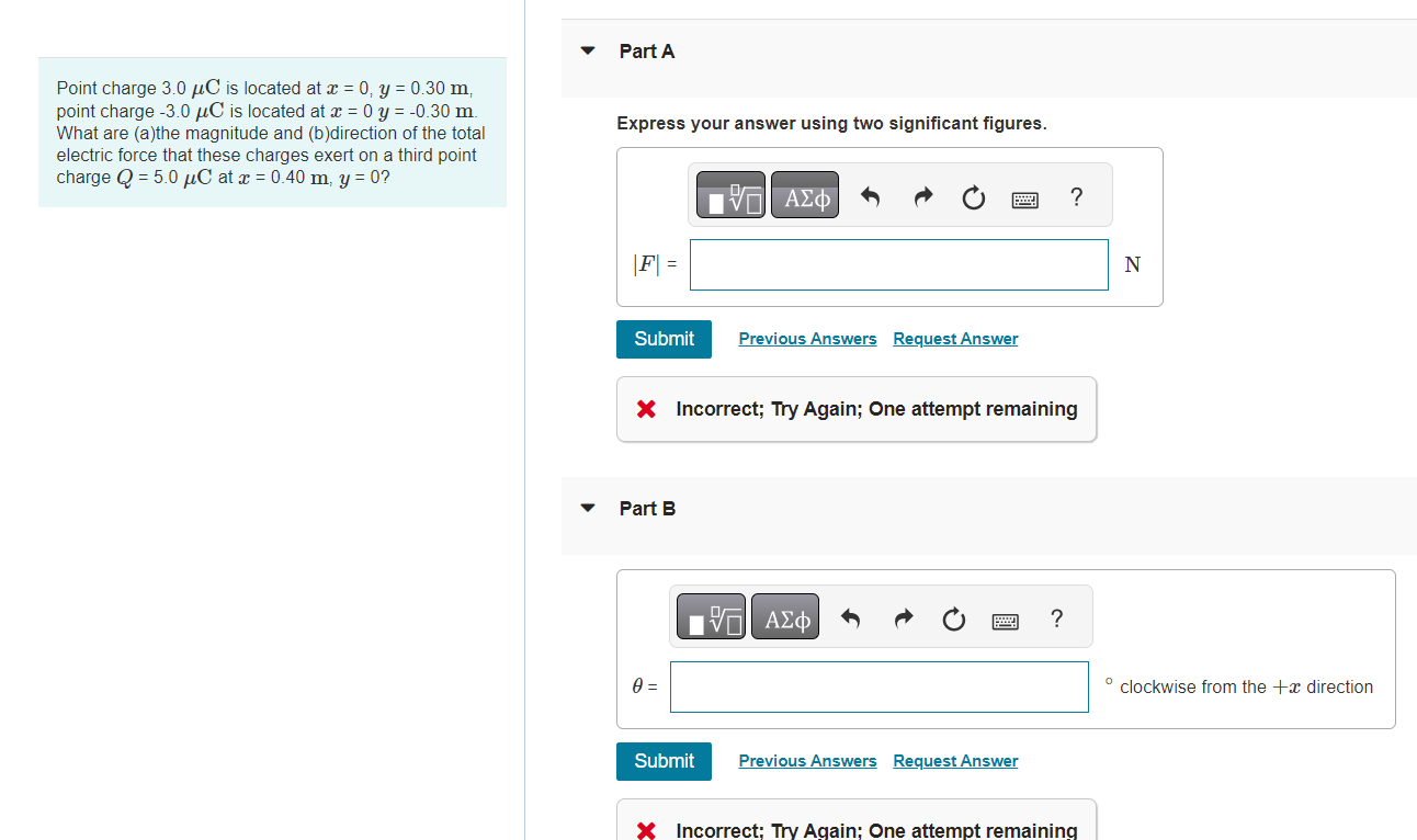 Solved Point charge 3.0μC is located at x=0,y=0.30 m, point | Chegg.com