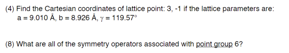 Solved (4) ﻿Find the Cartesian coordinates of lattice point: | Chegg.com