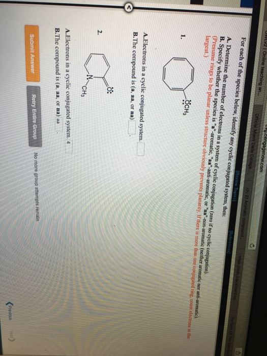 Solved For each of the species below, identify any cyclic | Chegg.com