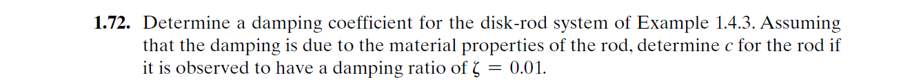 Solved .72. Determine a damping coefficient for the disk-rod | Chegg.com