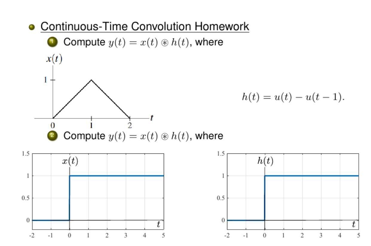 Solved Continuous-Time Convolution Homework O Compute y(t) = | Chegg.com