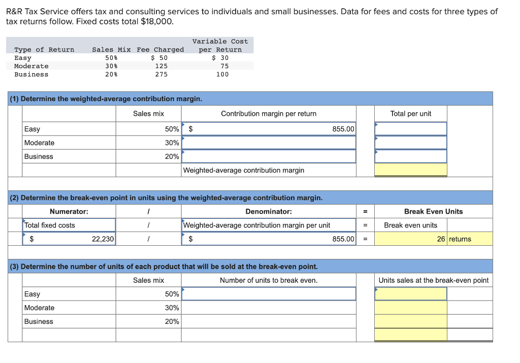 Solved R&R Tax Service offers tax and consulting services to | Chegg.com