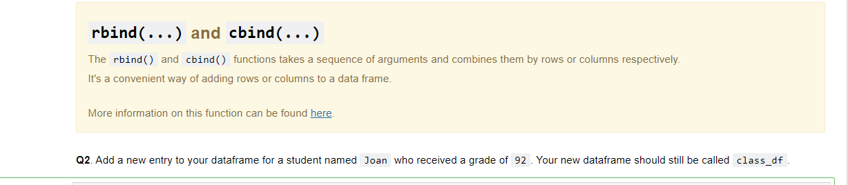Solved A Data Frame 6×2rbind And Cbind The Rbind