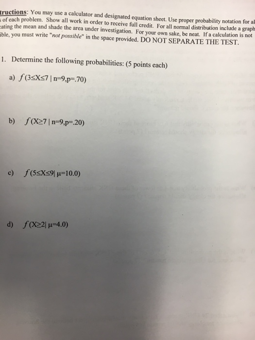Solved Instructions: use proper probability notation for all | Chegg.com