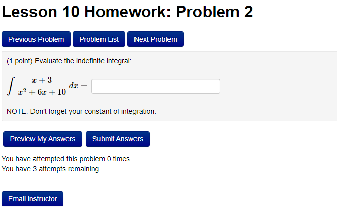 Solved Lesson 10 Homework: Problem 2 Previous Problem | Chegg.com