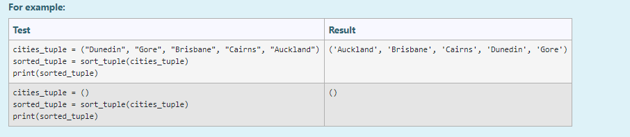 Solved Use Python Complete The Sorttuple Function This