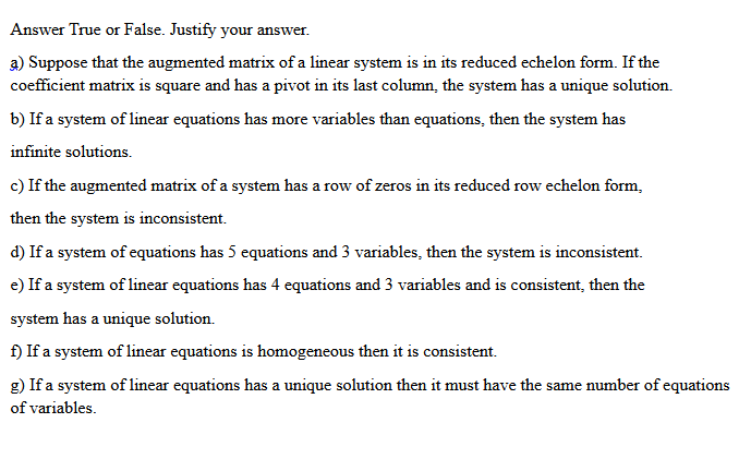 Solved Answer True or False. Justify your answer.a) ﻿Suppose | Chegg.com