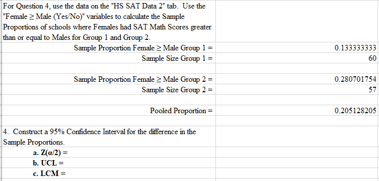 Solved For Question 4, use the data on the "HS SAT Data 2" | Chegg.com