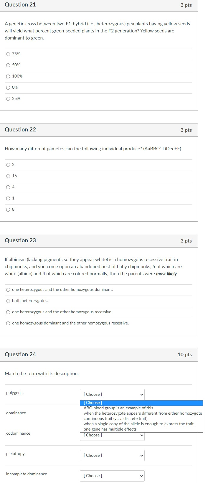 Solved Question 21 3 pts A genetic cross between two | Chegg.com
