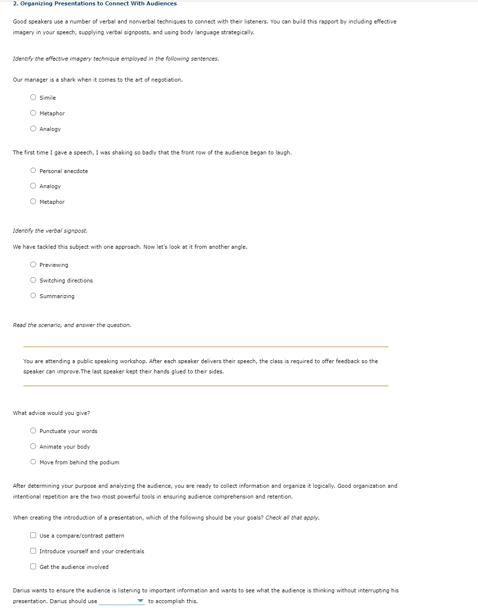2. Organizing Presentations to Connect With Audiences | Chegg.com