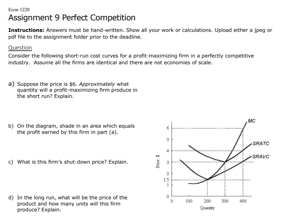Solved Econ 1220 Assignment 9 Perfect Competition | Chegg.com