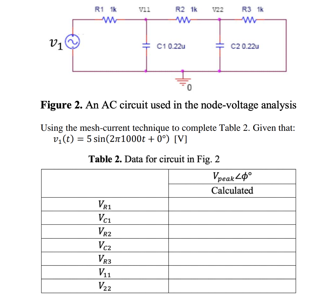 Solved Using the mesh-current technique to complete Table 2. | Chegg.com