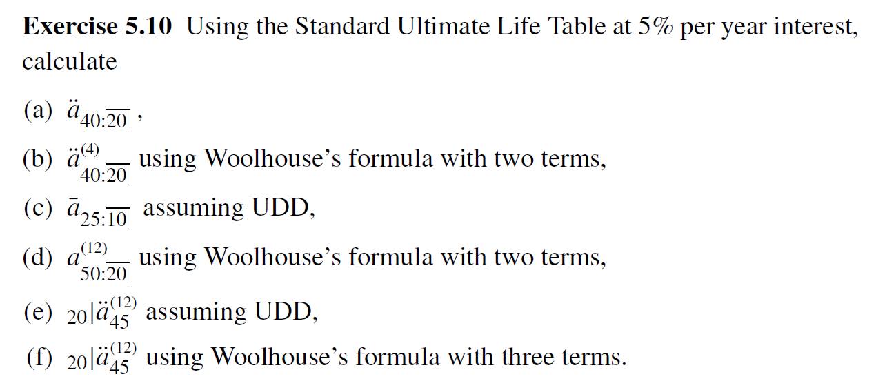 ) a12) Exercise 5.10 Using the Standard Ultimate Life | Chegg.com