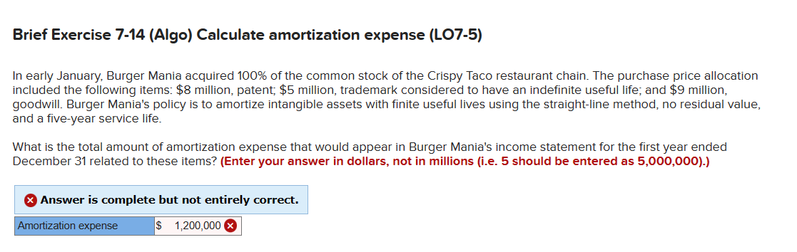 Solved Brief Exercise 7-14 (Algo) Calculate amortization | Chegg.com Solved Brief Exercise 7-14 (Algo) Calculate amortization | Chegg.com
