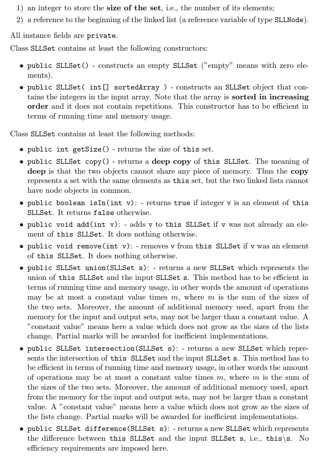 Solved Description Assignment Required Implement Sets Integers Using Sorted Singly Linked