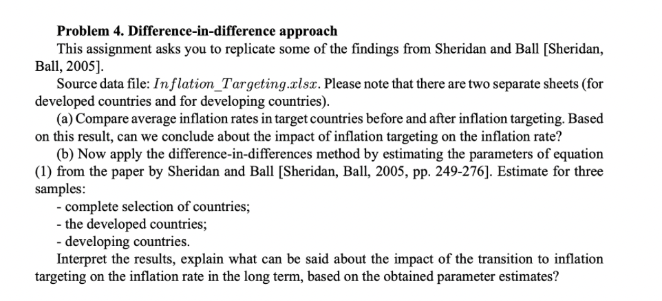 Solved Problem 4. ﻿Difference-in-difference approachThis | Chegg.com