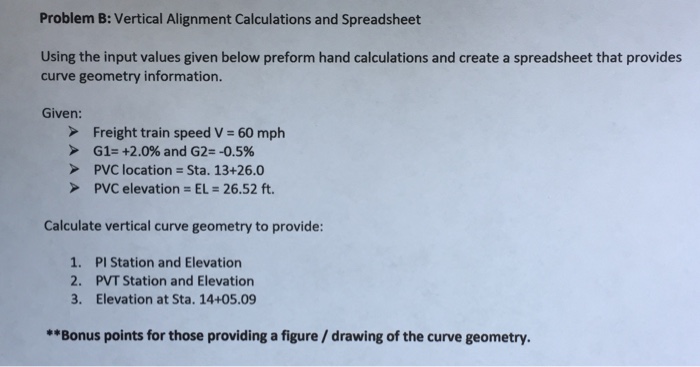 Solved Problem A: Horizontal Alignment Calculations and | Chegg.com