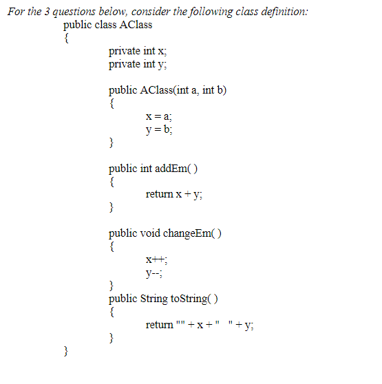 Solved ions below, consider the following class lic class | Chegg.com