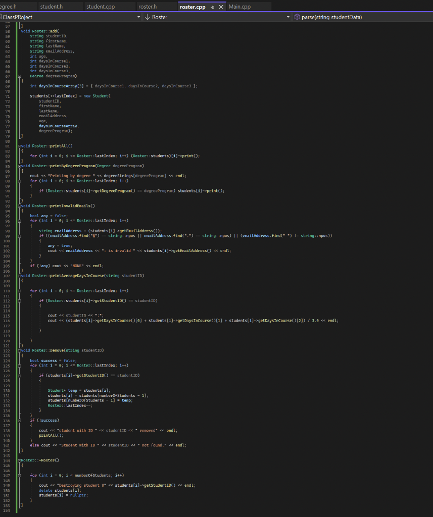 Solved I'm working on a C++ project and my code is compiling | Chegg.com