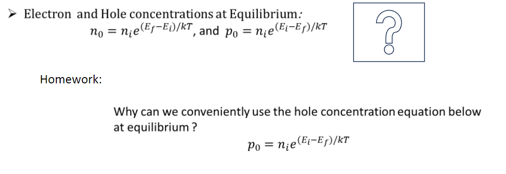 Solved Electron And Hole Concentrations At