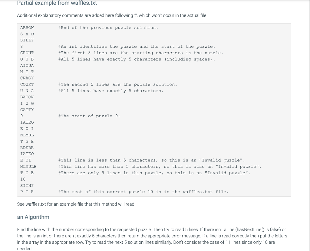 Solved This program is inspired by Waffle. Play Waffle to | Chegg.com