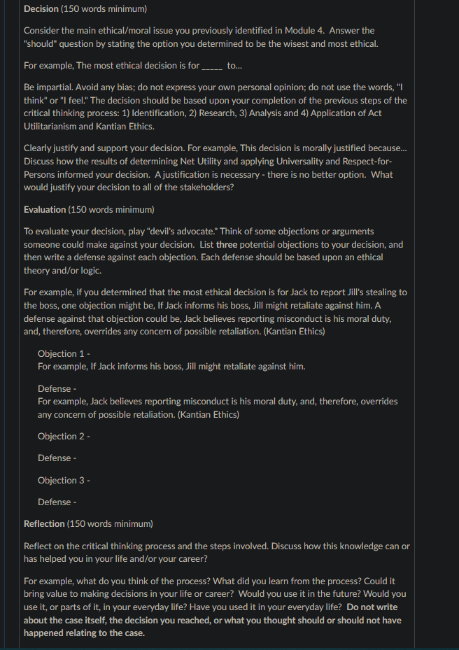 Decision (150 words minimum) Consider the main | Chegg.com