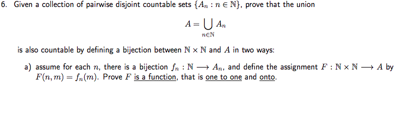 Solved 6. Given a collection of pairwise disjoint countable | Chegg.com