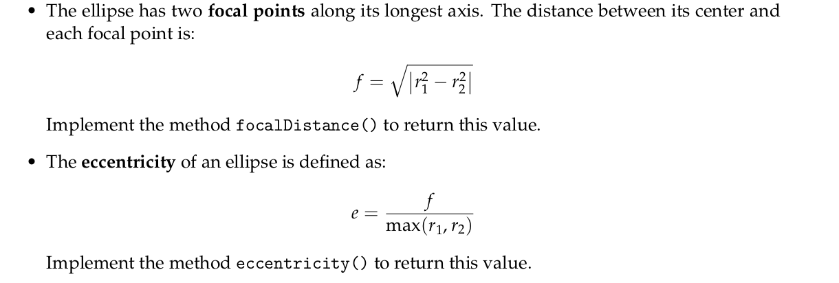 Solved Code a java class to create an ellipse with a center | Chegg.com