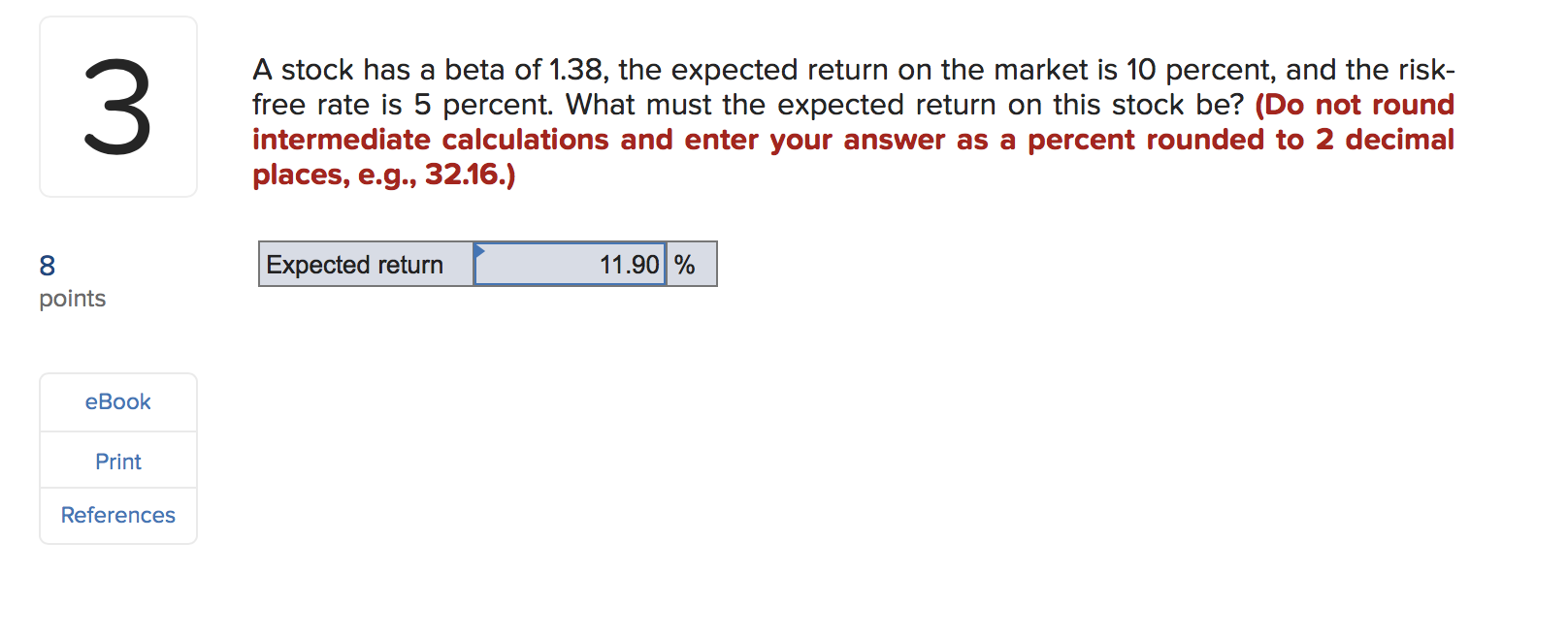 Solved A stock has a beta of 1.38, the expected return on | Chegg.com