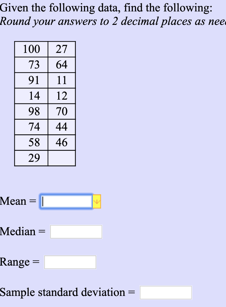 Solved The table below shows scores on a Math test 100 60 60 | Chegg.com