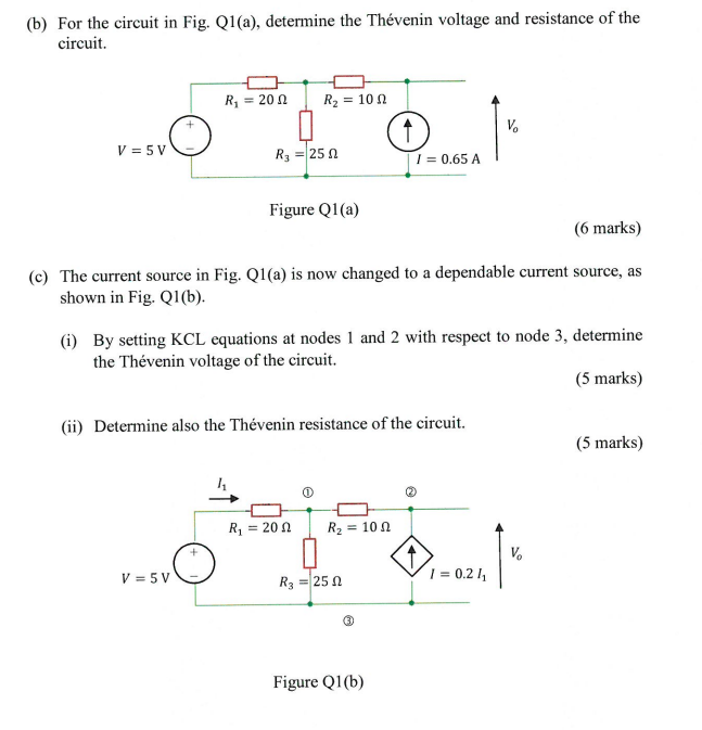 Solved (b) For the circuit in Fig. Q1(a), determine the | Chegg.com