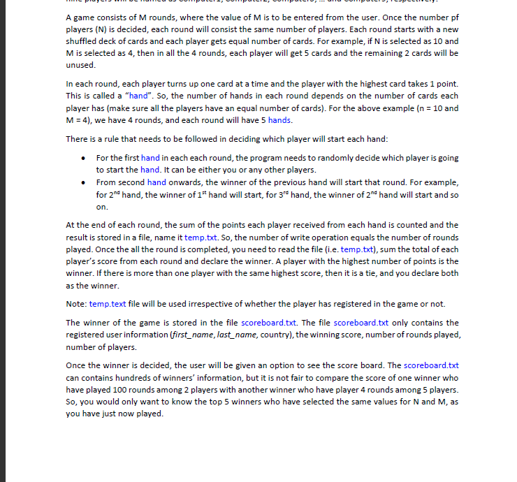 Solved Game Description: You are going to make a | Chegg.com