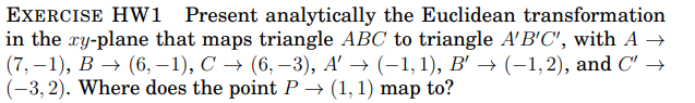 Solved EXERCISE HW1 Present analytically the Euclidean | Chegg.com