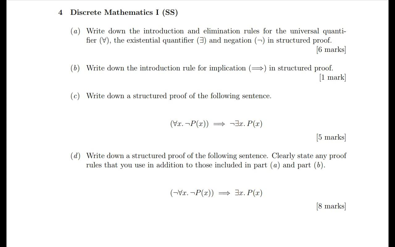 Solved 4 Discrete Mathematics I (SS) (a) Write down the | Chegg.com