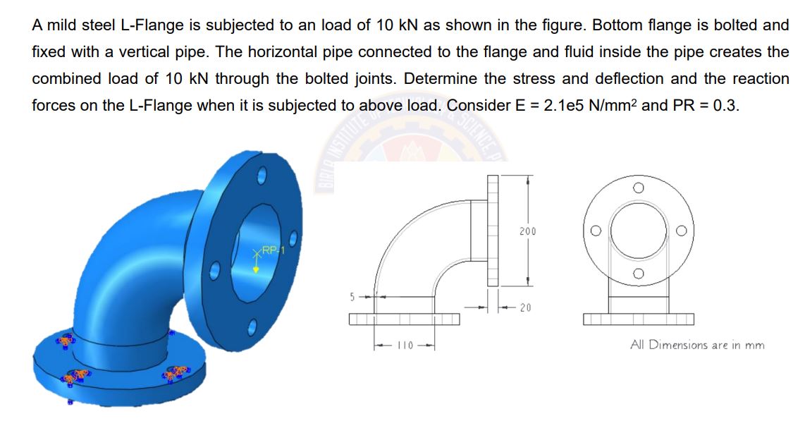 Solved A mild steel L-Flange is subjected to an load of 10kN | Chegg.com