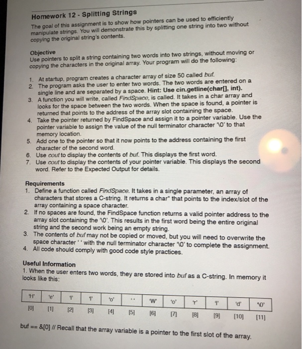 Solved Homework 12-Splitting Strings The goal of this | Chegg.com