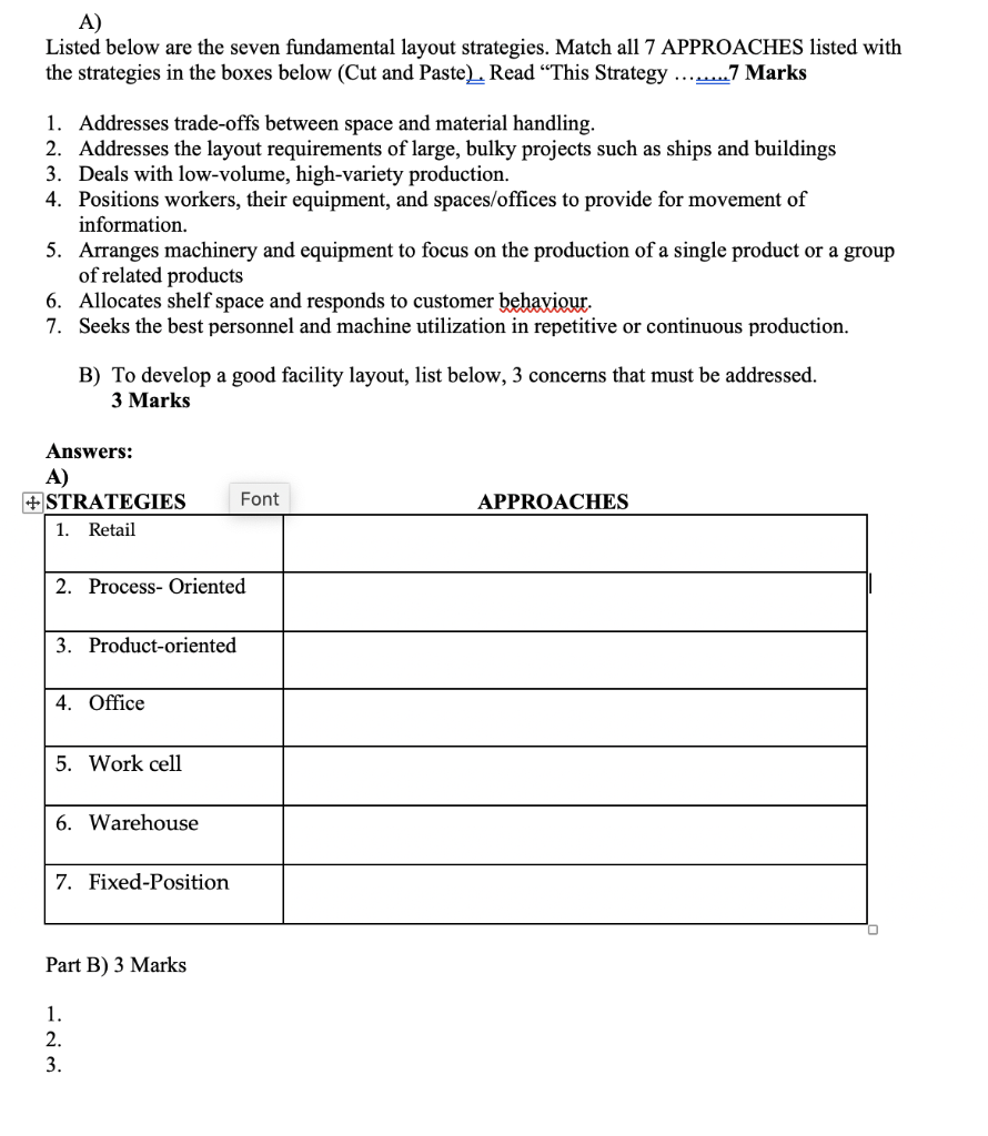 Solved A) Listed below are the seven fundamental layout | Chegg.com