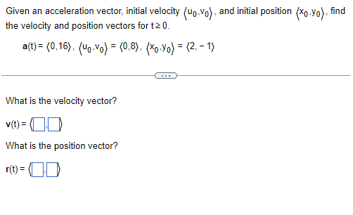 Solved Given an acceleration vector, initial velocity | Chegg.com