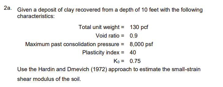 Solved 2a. ﻿Given a deposit of ﻿clay recovered from a depth | Chegg.com