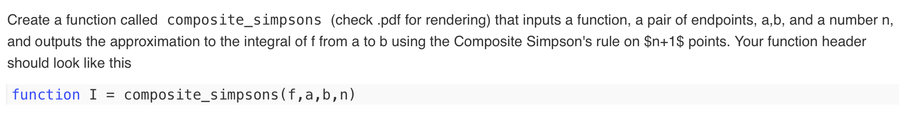 Solved Create a function called composite_simpsons (check | Chegg.com
