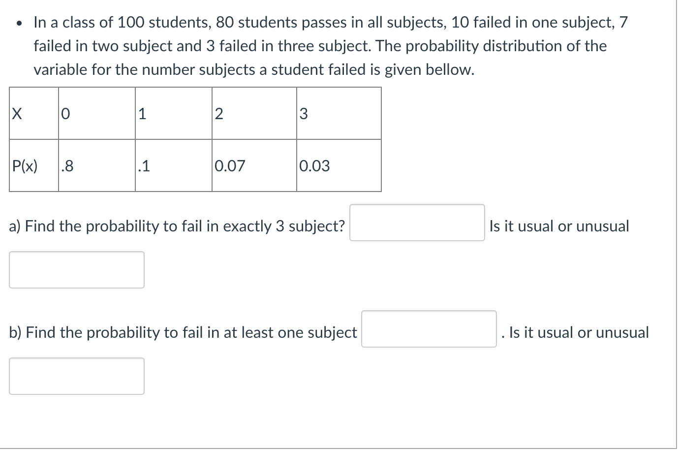 Solved O In a class of 100 students, 80 students passes in | Chegg.com