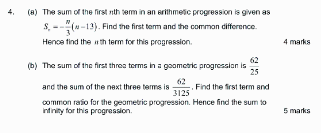 Solved 4. (a) The sum of the first nth term in an arithmetic | Chegg.com