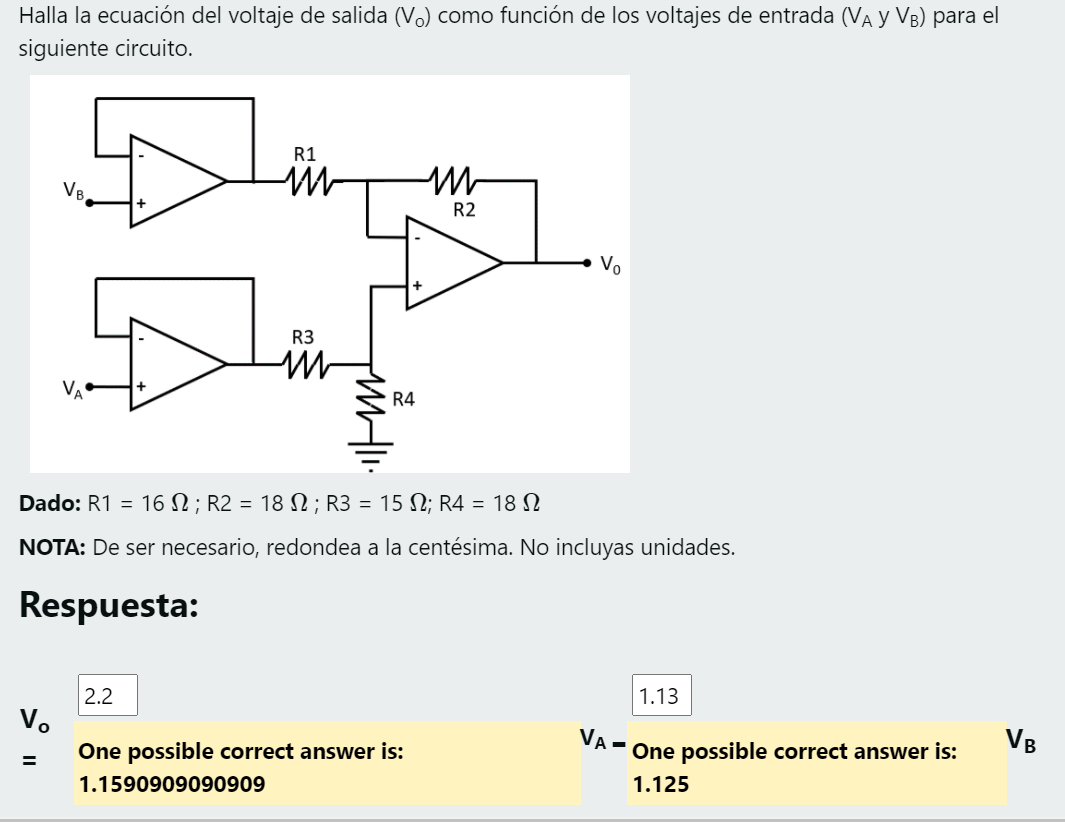 Solved Halla la ecuación del voltaje de salida (Vo) como | Chegg.com