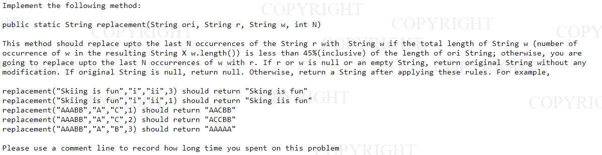 Solved Implement the following method: COPYRIGHT public | Chegg.com
