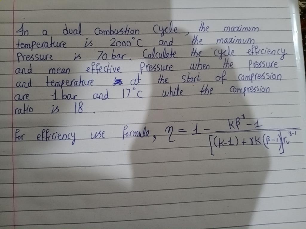 Solved In a dual combustion cycle, the maximum temperature | Chegg.com