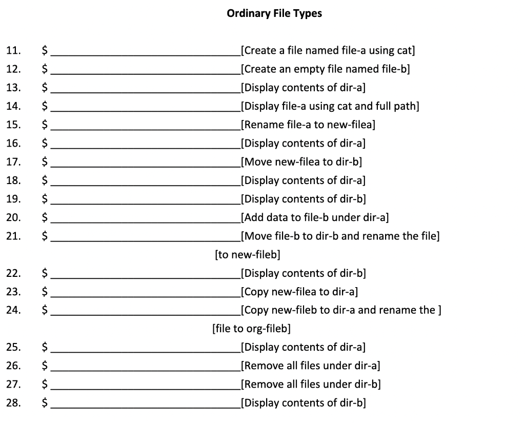 Solved Ordinary File Types | Chegg.com