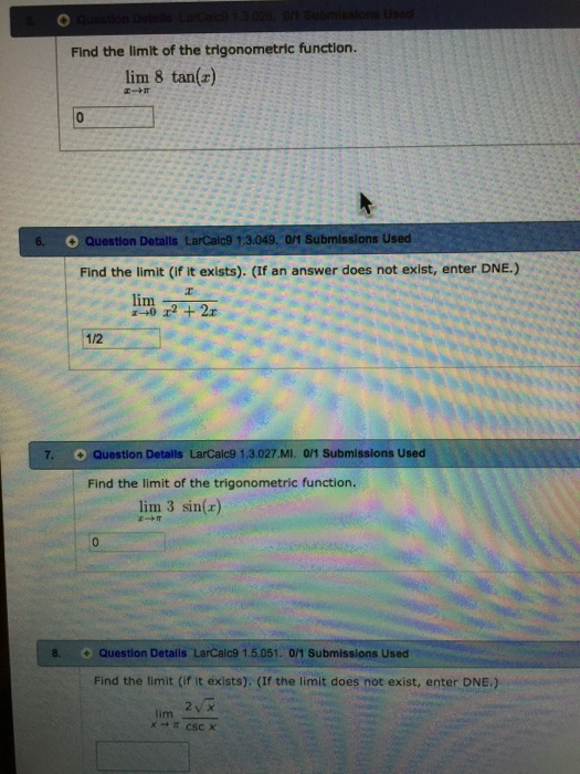 Solved Find The Limit Of The Trigonometric Function Lim X