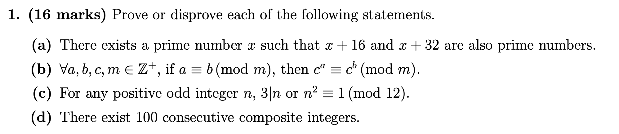 Solved Prove Or Disprove Each Of The Following 