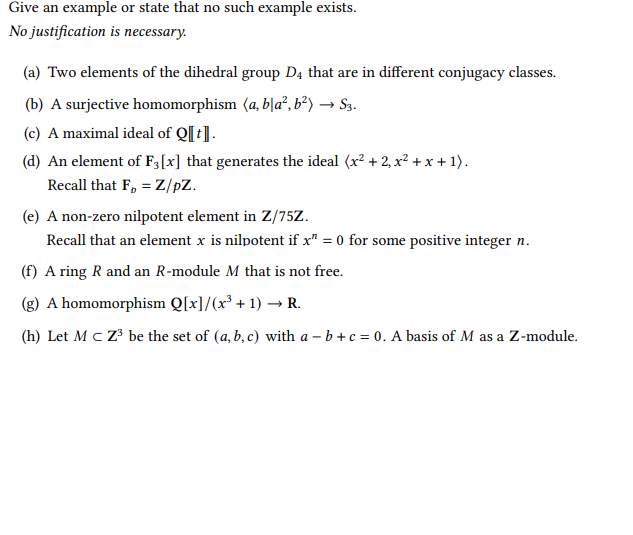 Give an example or state that no such example exists. | Chegg.com